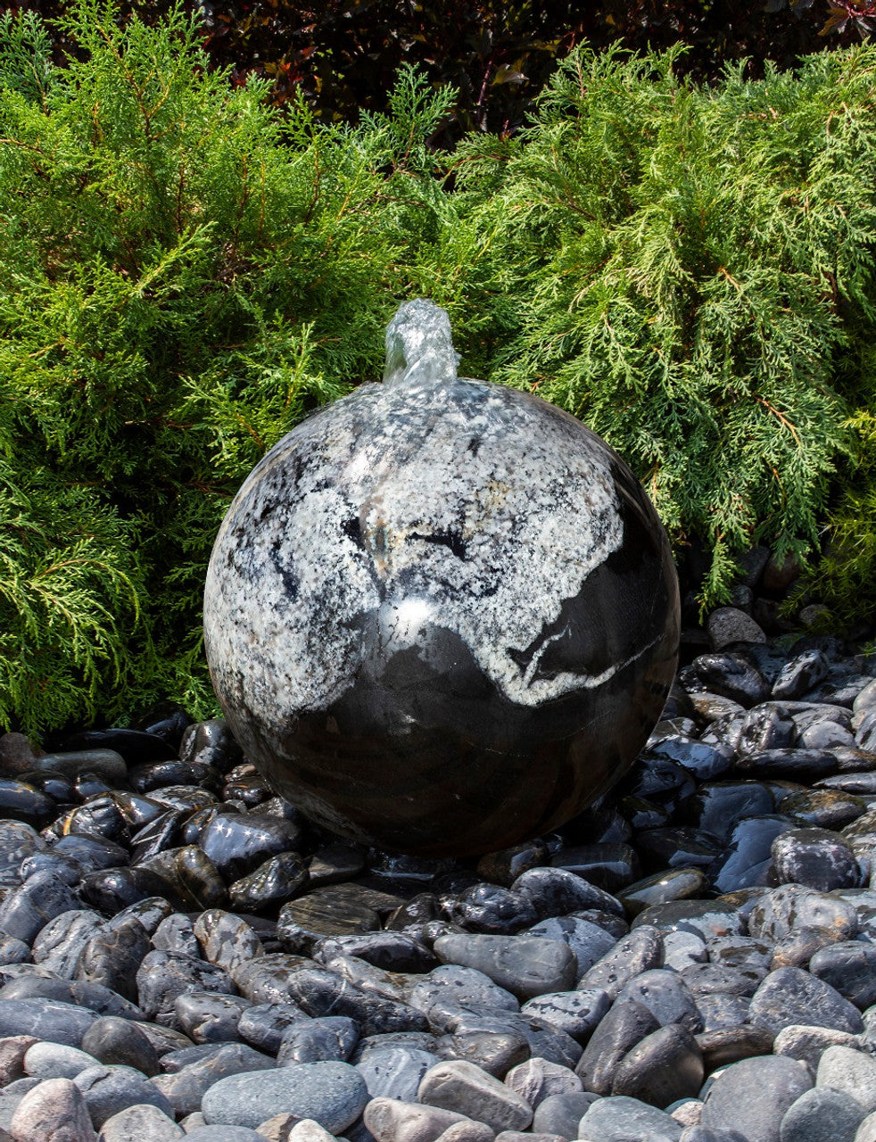 Blue Thumb 16" Black Flower Granite Sphere Fountain